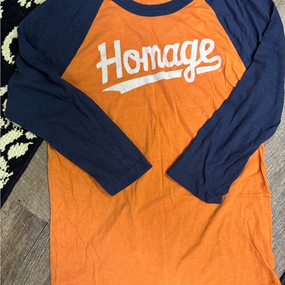 HOMAGE | Makeup | Homage Retro Orange And Navy Tee | Poshmark